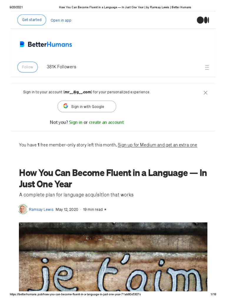 Achieving Language Fluency in One Year | PDF | Fluency | Multilingualism