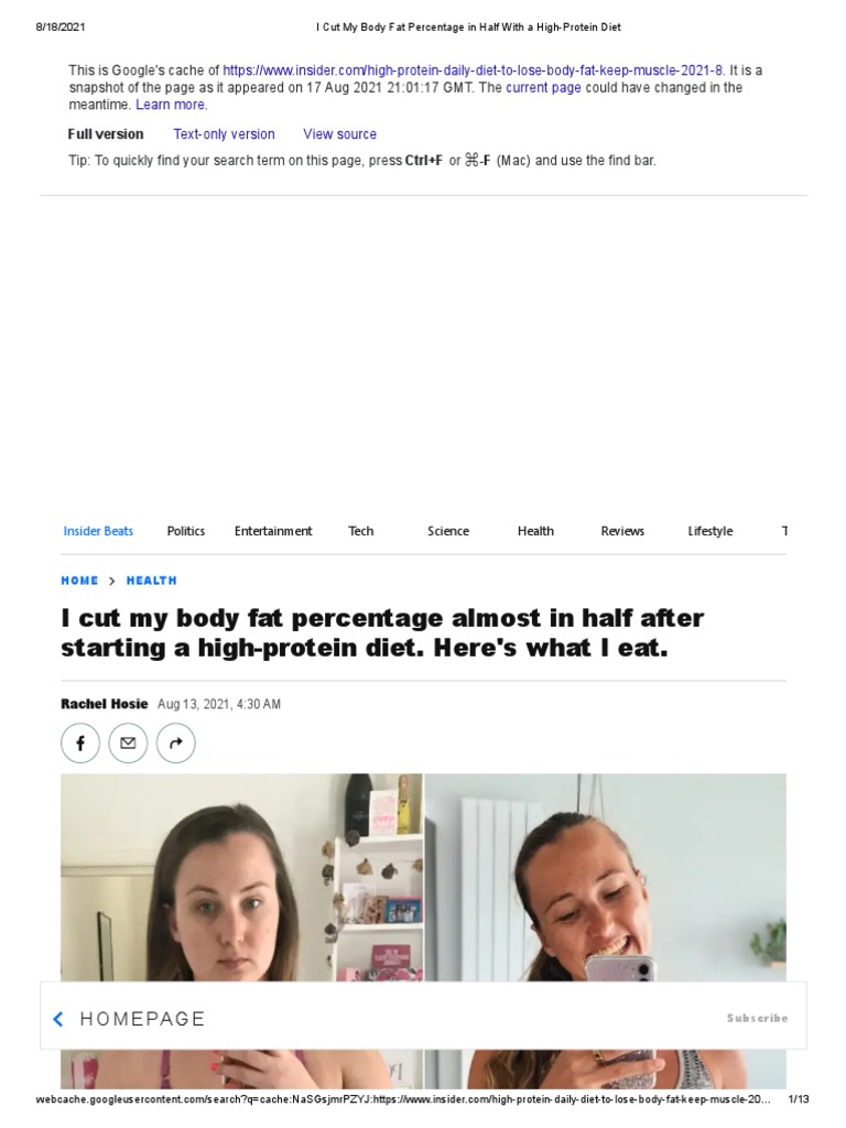 Halving Body Fat with High-Protein Diet | PDF | Dieting | Fat