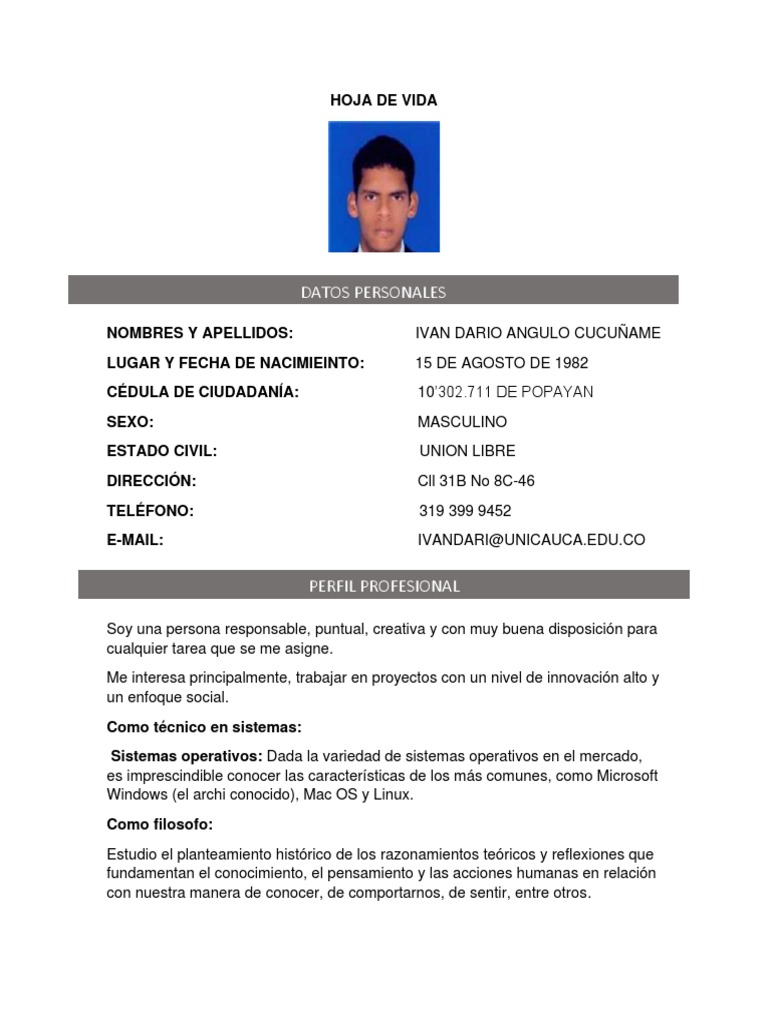 HOJA DE VIDA IVAN DARIO ANGULO - Compressed | PDF | Informática ...