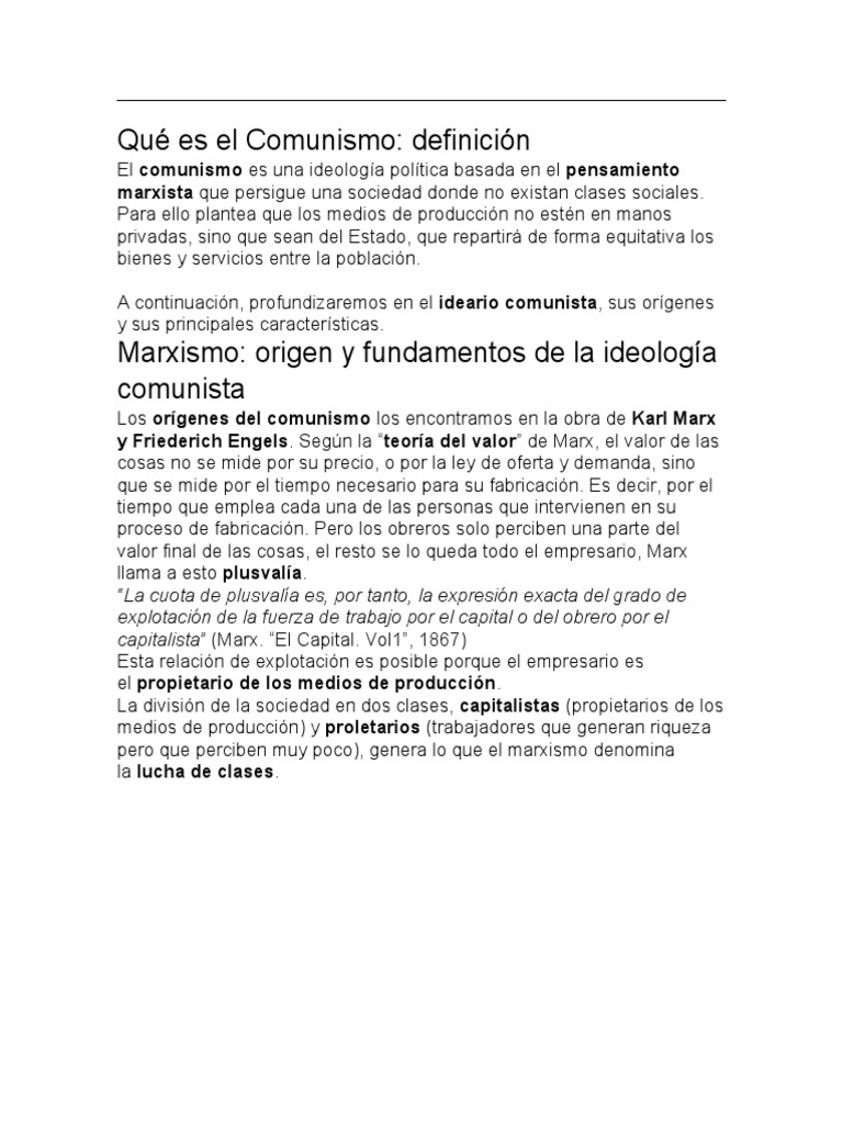 Definición y Características del Comunismo | PDF | Comunismo | marxismo