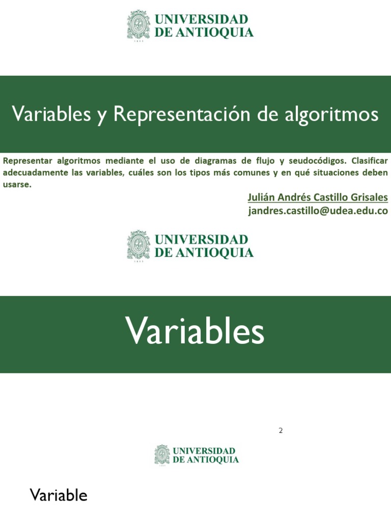 Variables y Representación de Algoritmos | PDF | Tipo de datos | Algoritmos