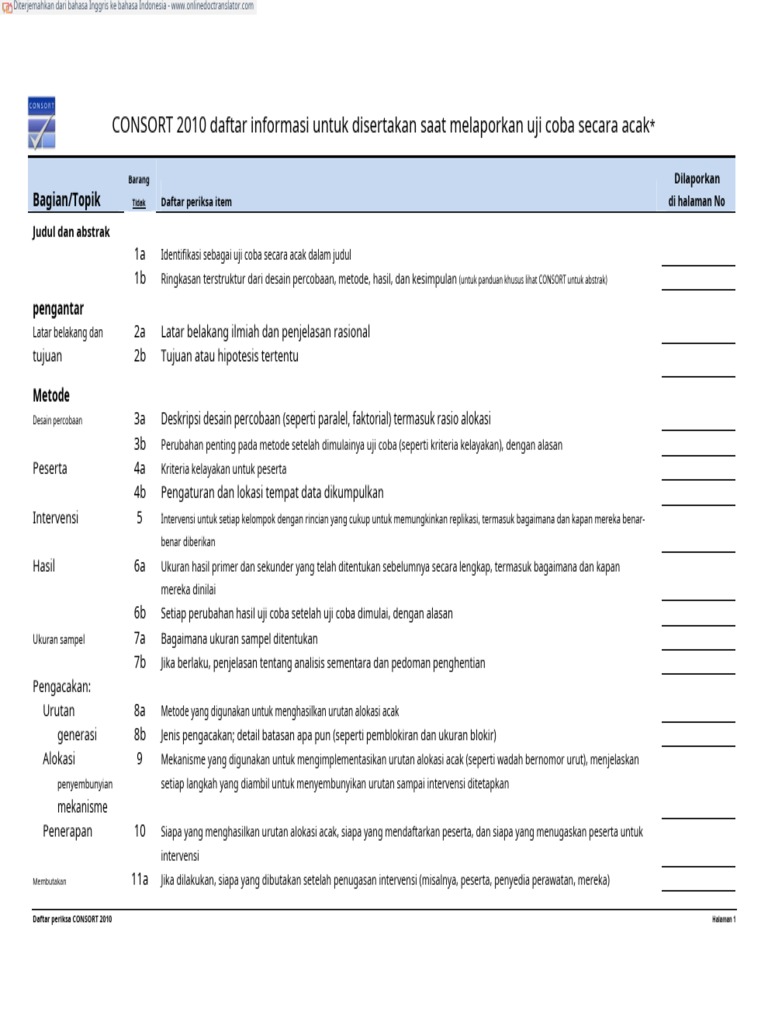 Consort 2010 Checklist - En.id | PDF