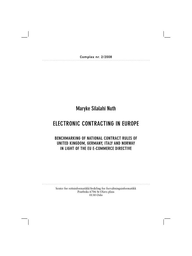 Electronic Contracting in Europe | PDF | Consideration | Offer And ...