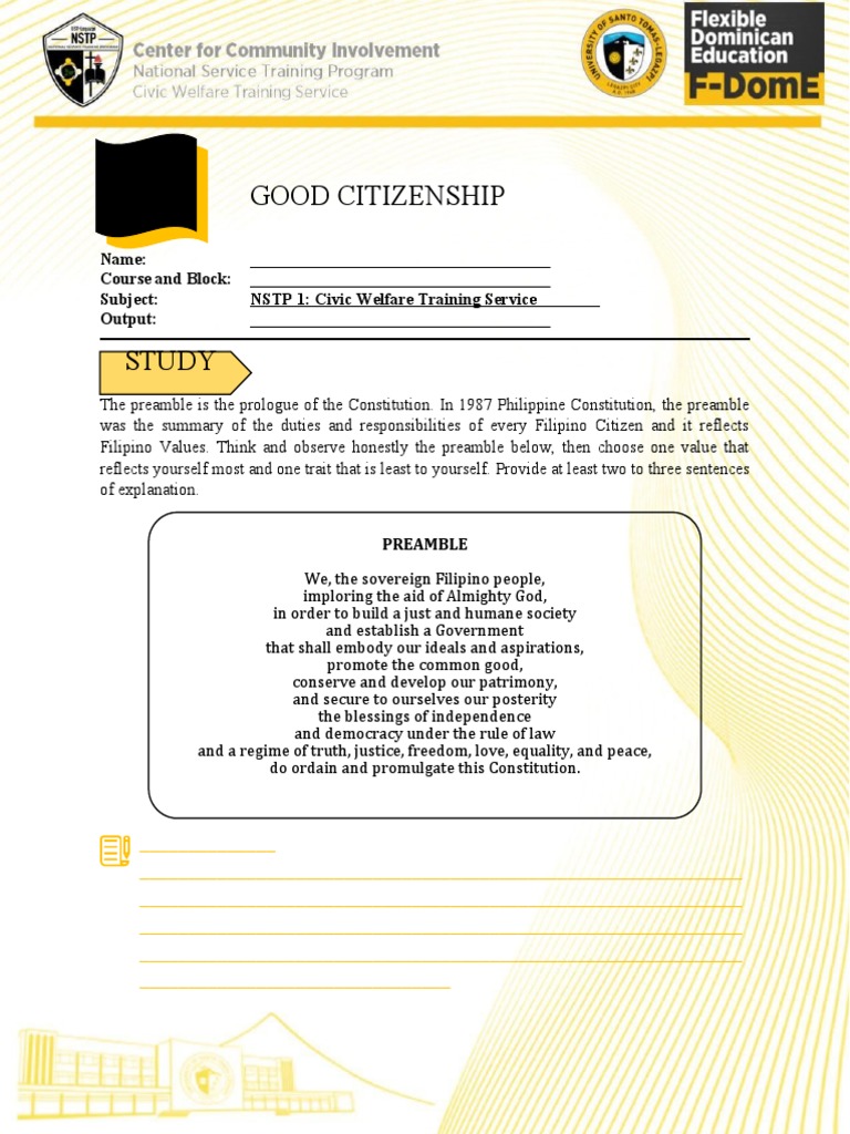Answer Sheet - NSTP - Module 3-Good Citizenship | Download Free PDF ...