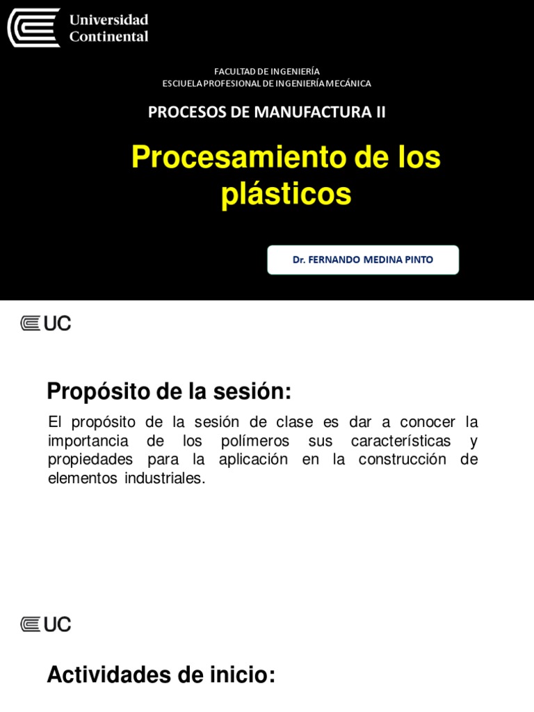 Procesamiento de Los Plásticos: Procesos de Manufactura Ii | PDF | Extrusión | Polímeros