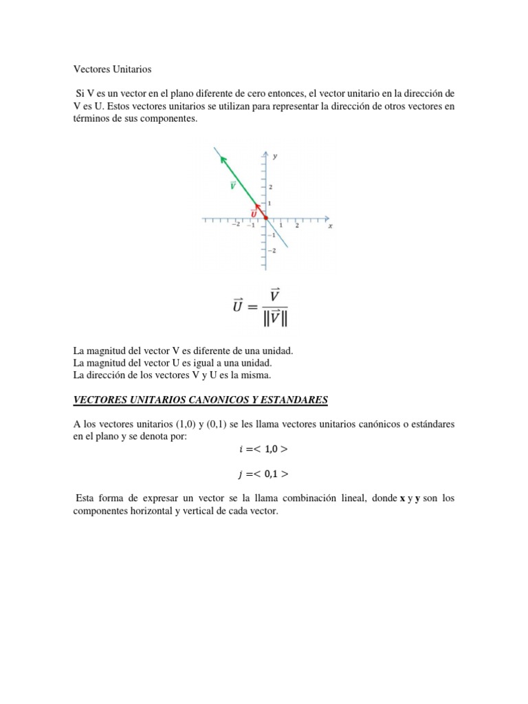 Vectores Unitarios | PDF | Vector Euclidiano | Escalar (Matemáticas)