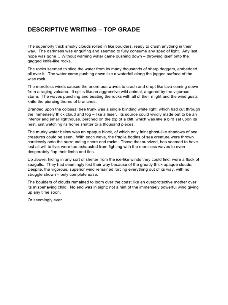 Descriptive Writing - Top Grade | PDF