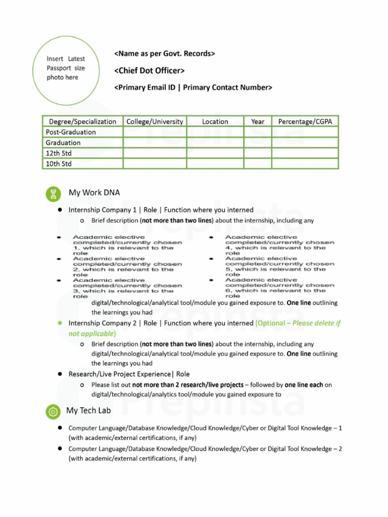 PrepInsta Deloitte PDF Resume Template | PDF