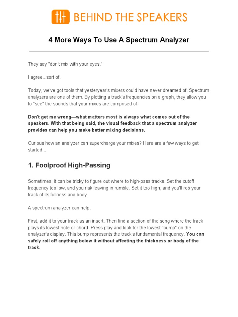 Spectrum Analyzer Tips Pdf Spectral Density Resonance