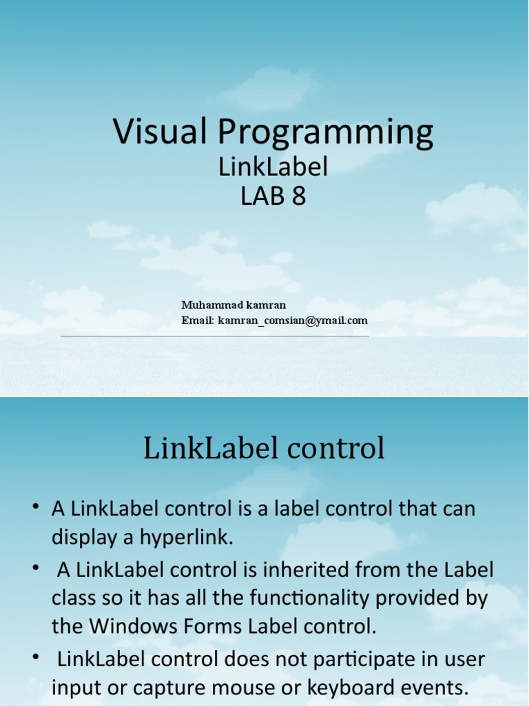 Visual Programming: Linklabel Lab 8 | PDF | Hyperlink | Color