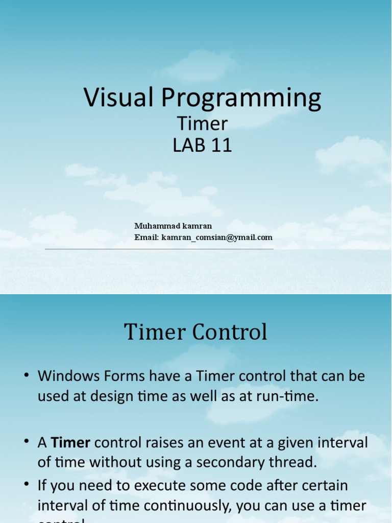 Visual Programming: Timer LAB 11 | PDF | Software Engineering | System Software