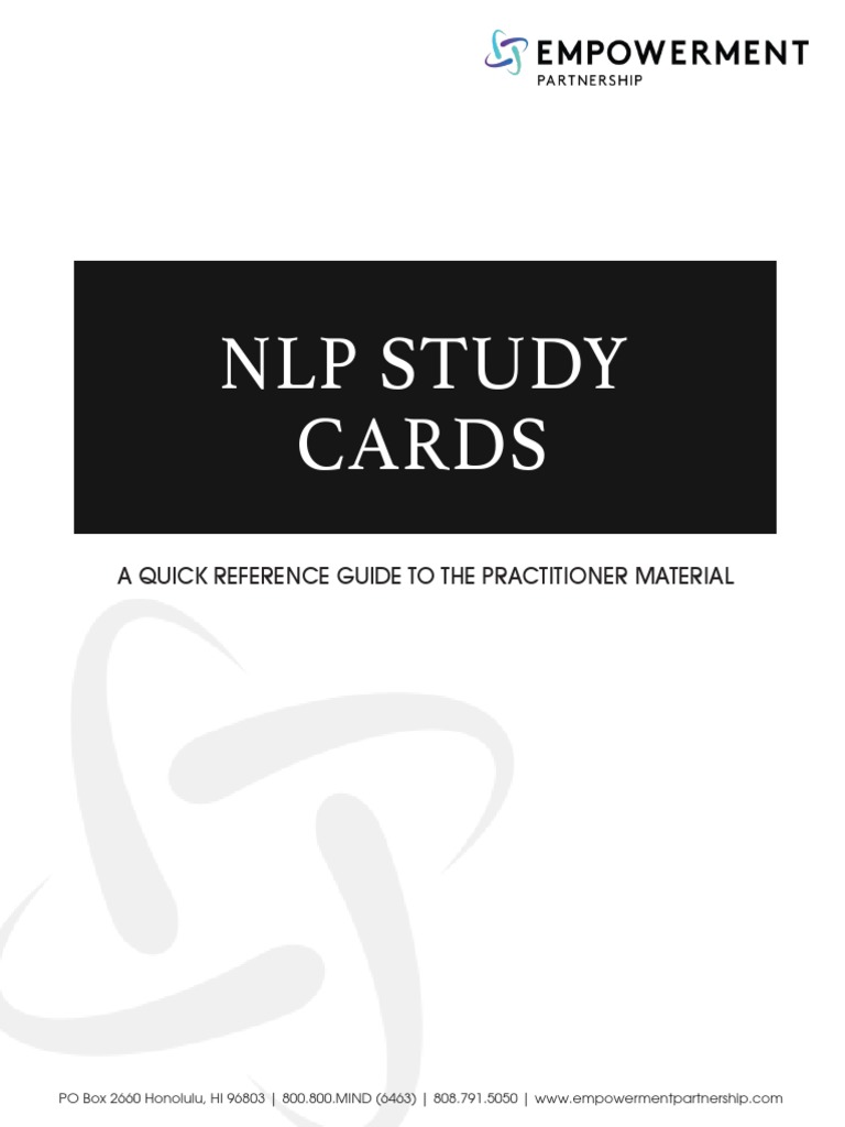NLP Practitioner Study Cards - Branded Reformatted 2019 24363 | PDF ...