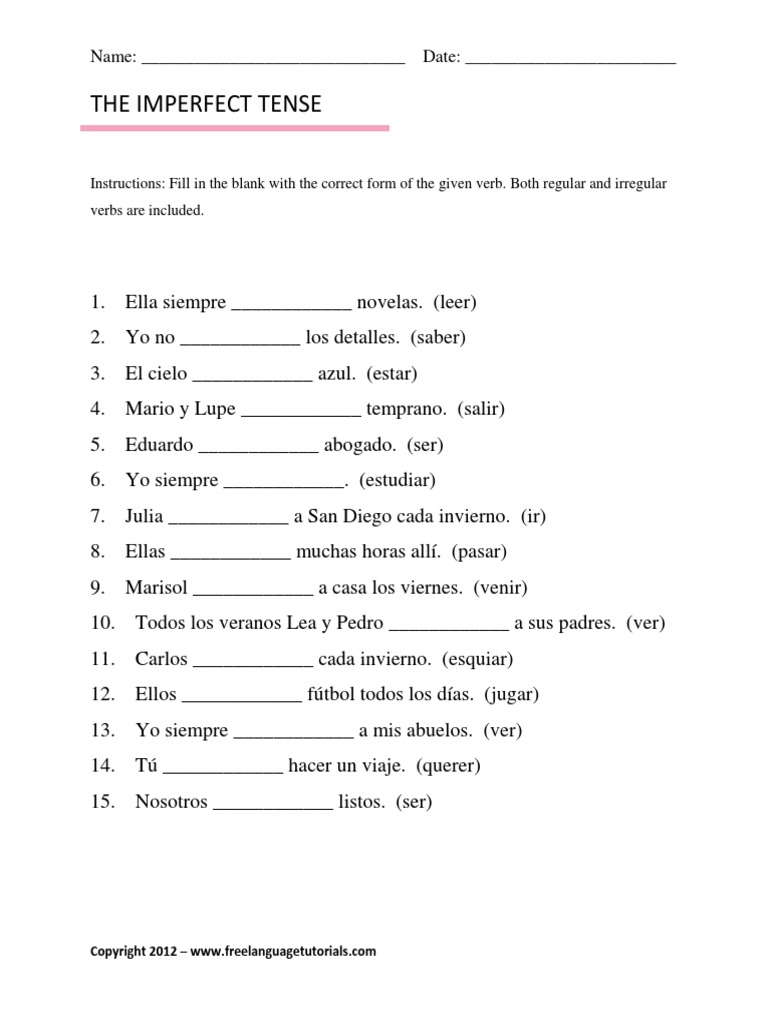 Imperfect Exercises | PDF