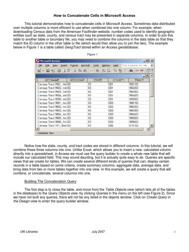 How To Concatenate Cells in Microsoft Access: The Design View To Enter ...