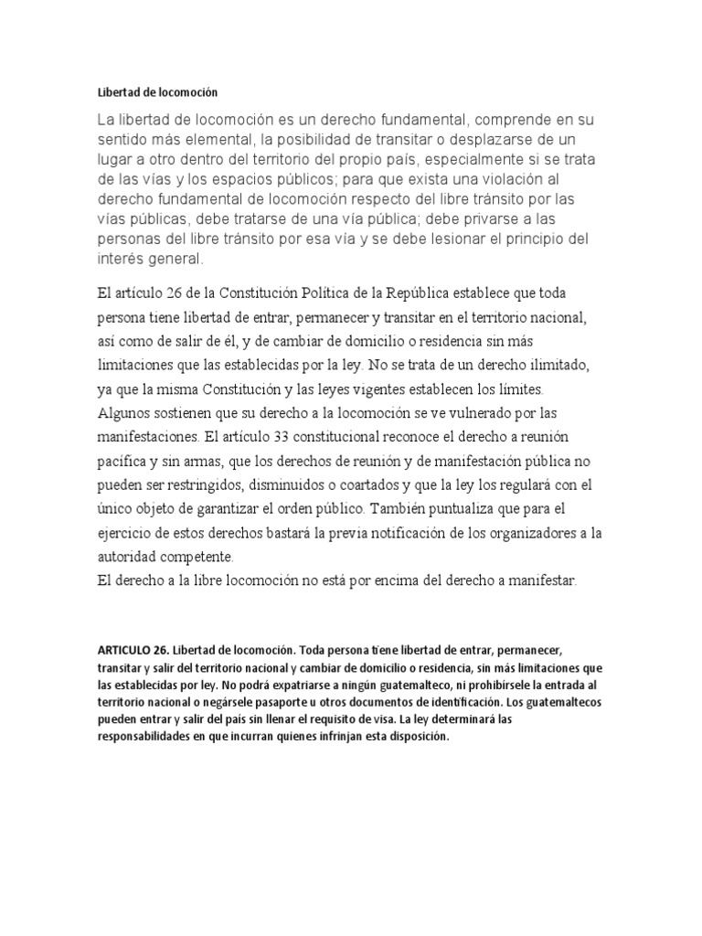 Libertad de Locomoción en Guatemala | PDF