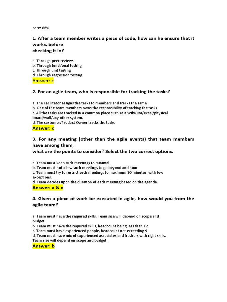 Answer: C | Download Free PDF | Scrum (Software Development) | Computing