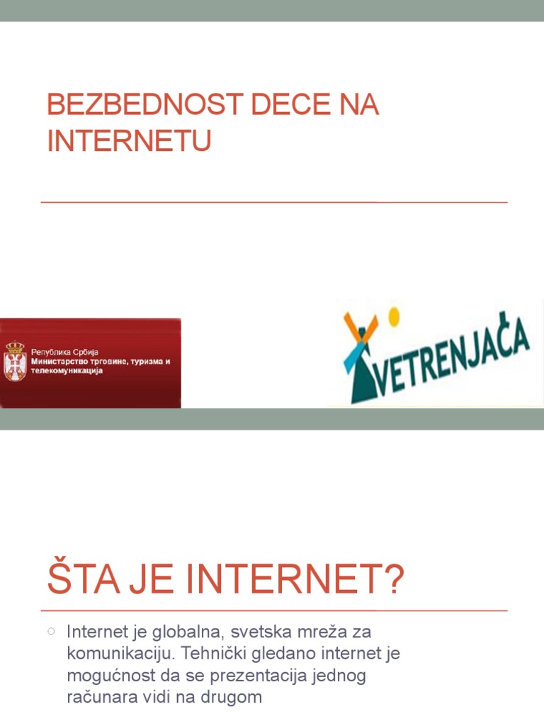 Bezbednost Dece Na Internetu Prezentacija | PDF
