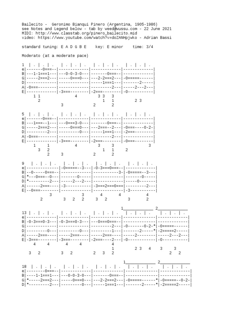 Geronimo Bianqui Pinero - Bailecito | PDF | Tempo | Musical Forms