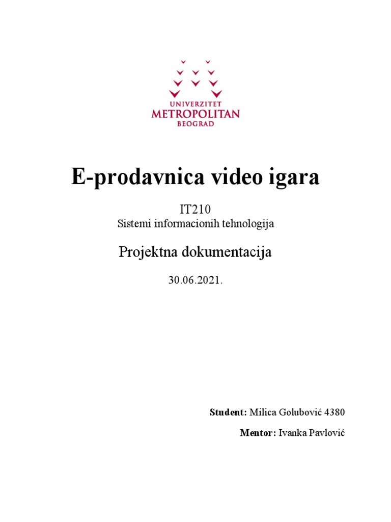 IT210 - Projektna Dokumentacija | PDF