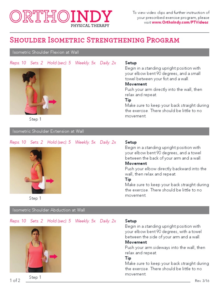 Shoulder Isometric Strengthening Program | PDF | Anatomical Terms Of ...