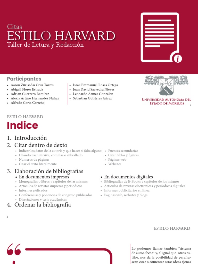 Estilo Harvard Presentación | PDF | Bibliografía | Comillas