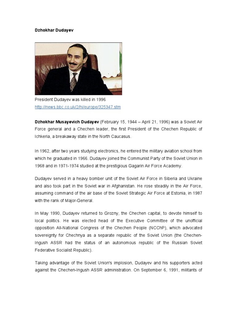 Dzhokhar Dudayev: Chechen Leader's Legacy | PDF | Chechnya ...