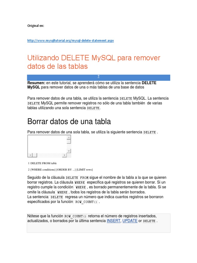 03 Mysql Delete | PDF | Mi sql | Informática