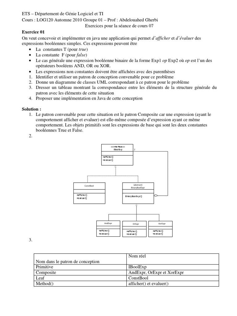 Exercices de conception en Java et UML | PDF | Interface (Informatique) | Java (Langage de ...