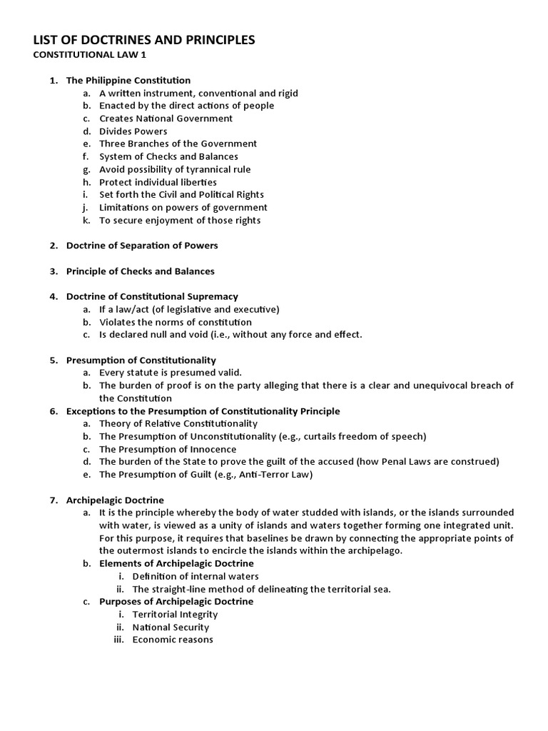 Key Doctrines in Philippine Constitutional Law | PDF | Sovereignty ...