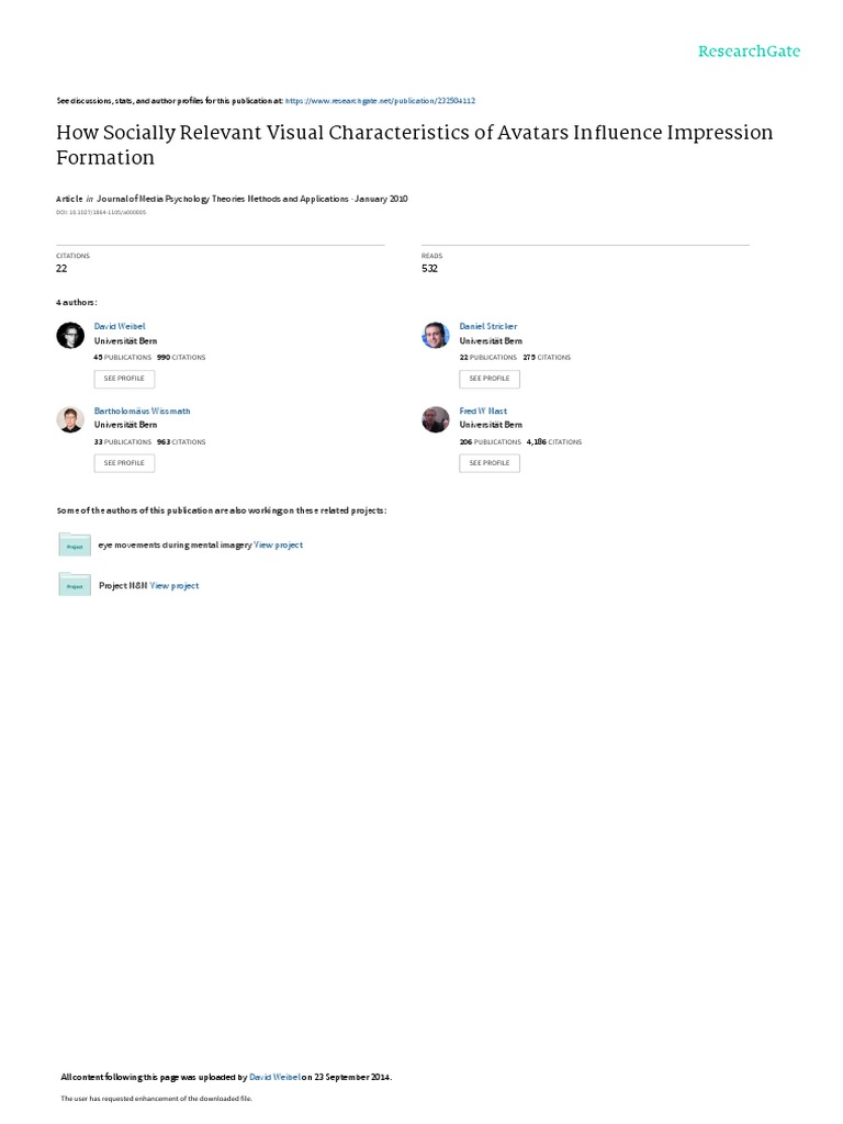 How Socially Relevant Visual Characteristics of Avatars in Uence ...