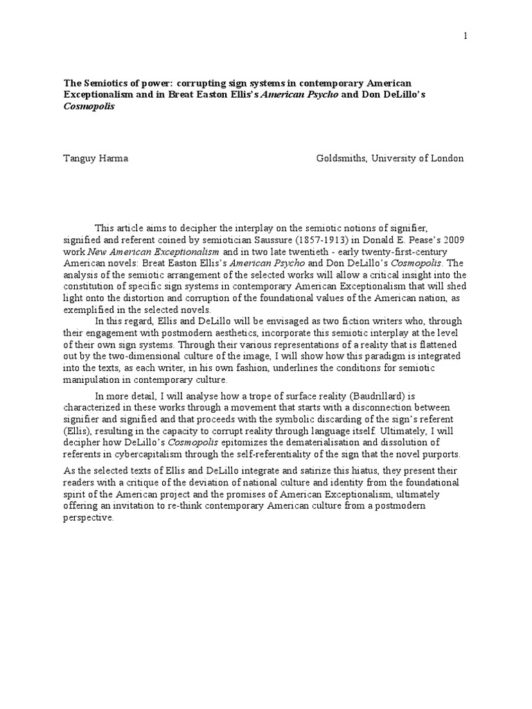 Cosmopolis | PDF | Semiotics | Postmodernism