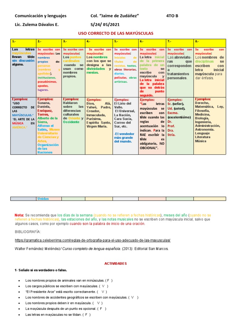 Uso Correcto de Las Mayúsculas | PDF | Caso de carta