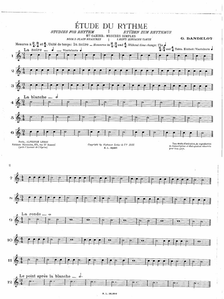Dandelot - Etude Du Rythme Vol 1 | PDF