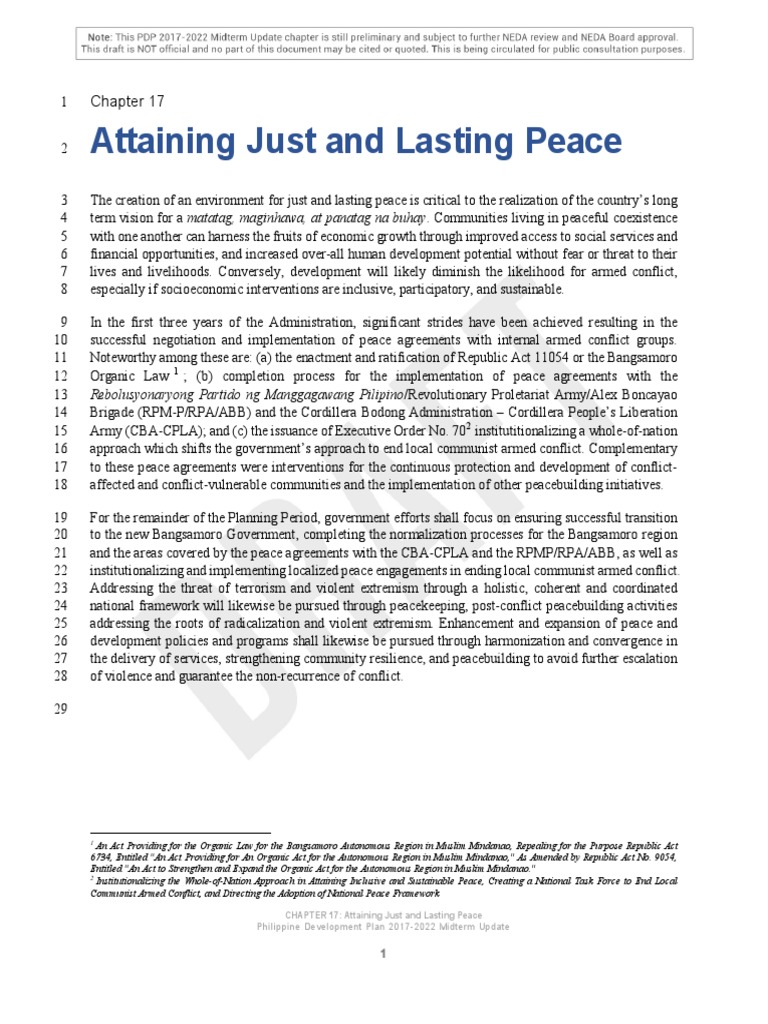 Draft Write Up PDP Chapter 17 | PDF | Peacebuilding | Government