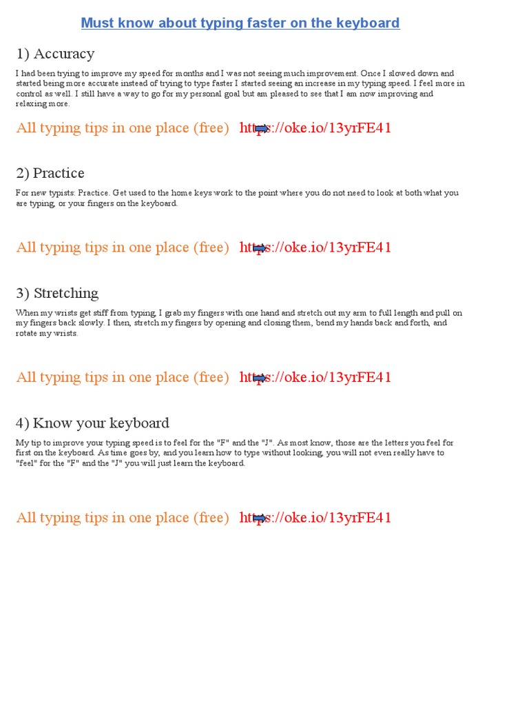 Must Know About Typing Faster On The Keyboard | PDF