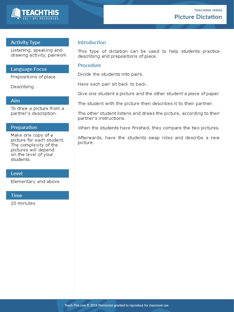 Picture Dictation | PDF