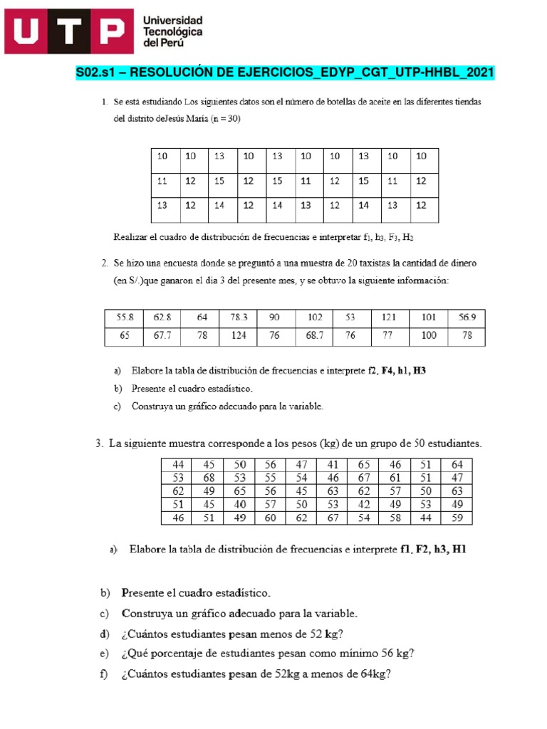 S02.s1 - TAREA - RESOLUCIÓN DE EJERCICIOS - EDYP - CGT - UTP - HHBL - 2021 | PDF