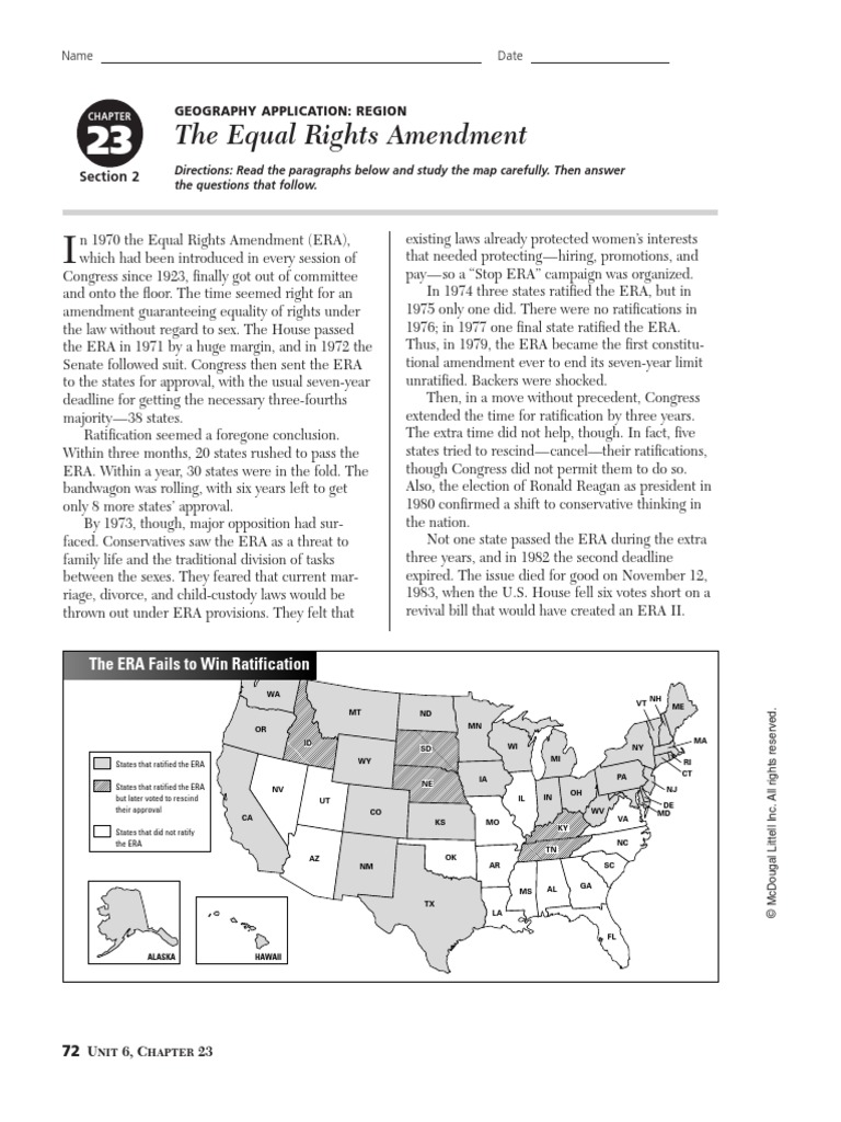 Ch23sec2 The Equal Rights Amentment | PDF | Ratification | Policy
