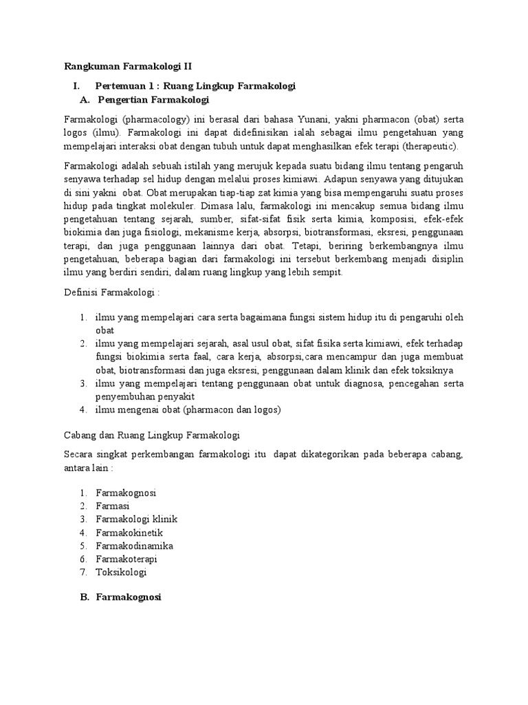 Rangkuman Farkol 2 p1-p14 | PDF