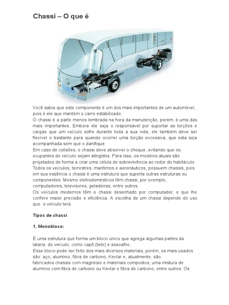 O que é um chassi: estrutura, tipos e importância para veículos | PDF ...