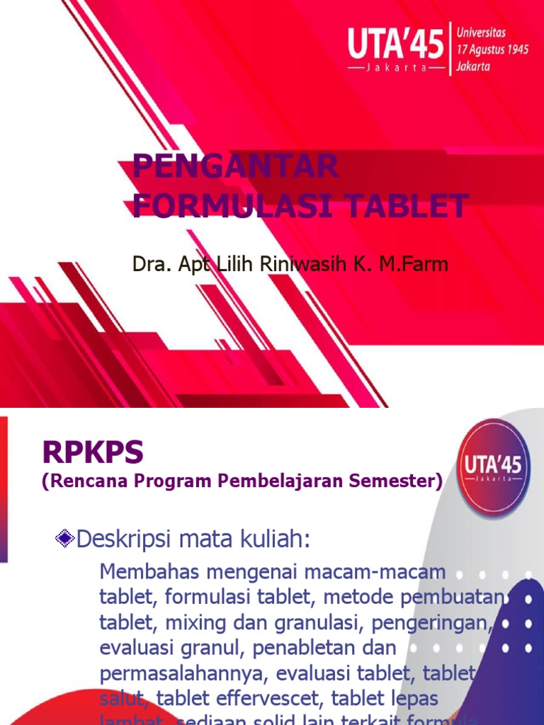 1 Pengantar Formulasi Tablet | PDF