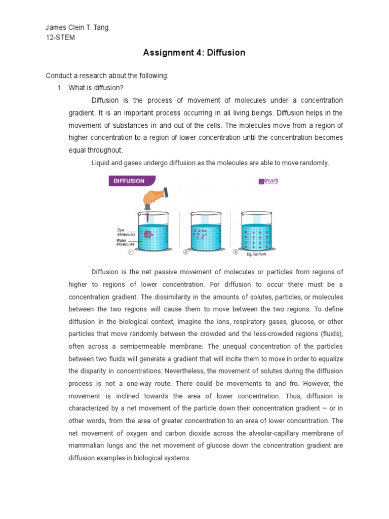 Assignment 4 Diffusion - TANG | PDF | Diffusion | Atmosphere Of Earth