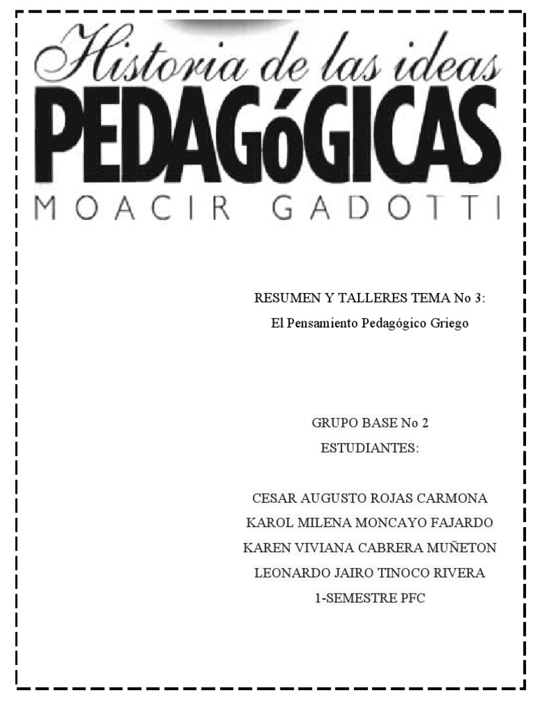 Tema 3 El Pensamiento Pedagogico Griego Resumen y Taller | PDF | Platón | Ironía