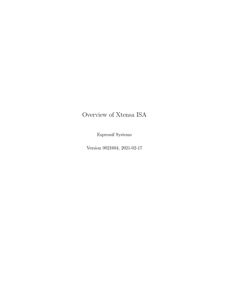 Overview of Xtensa ISA: Espressif Systems | PDF | Central Processing Unit | Subroutine