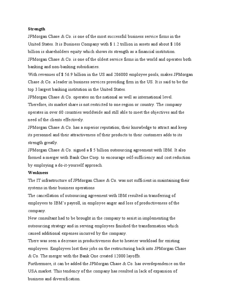 Strength | PDF | Mergers And Acquisitions | Jp Morgan Chase