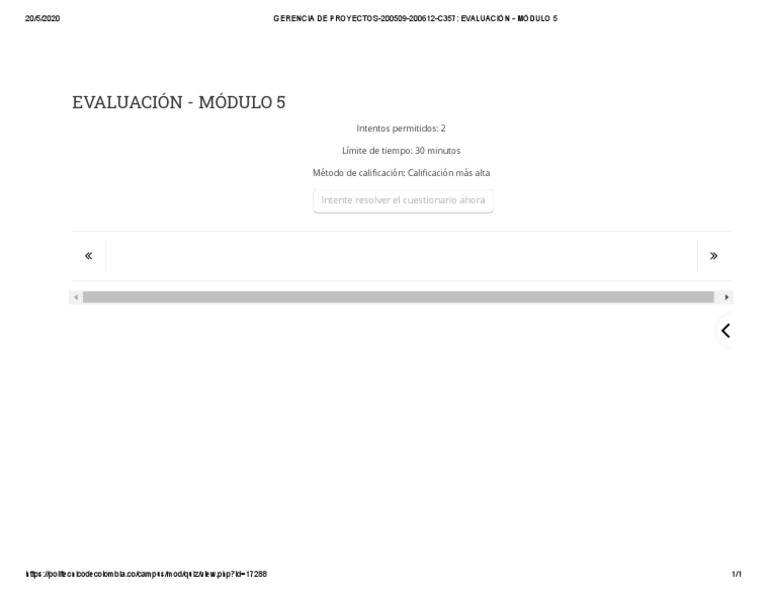 Gerencia de Proyectos-200509-200612-C357 - Evaluación - Módulo 5 | PDF