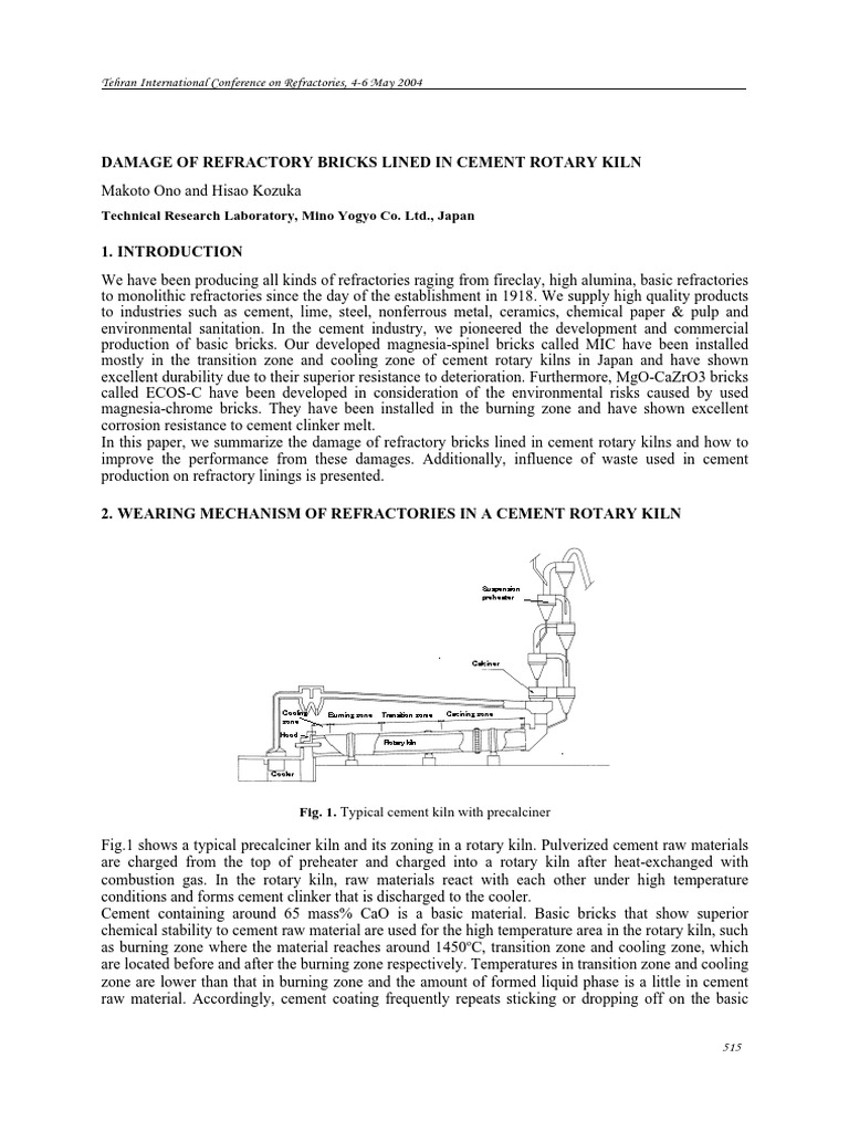 Damage of Refractory Bricks Lined in Cement Rotary Kiln | PDF | Cement ...