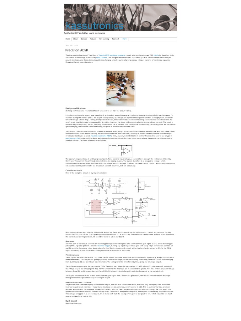 ADSR Kassutronics - Precision ADSR | PDF | Operational Amplifier | Diode