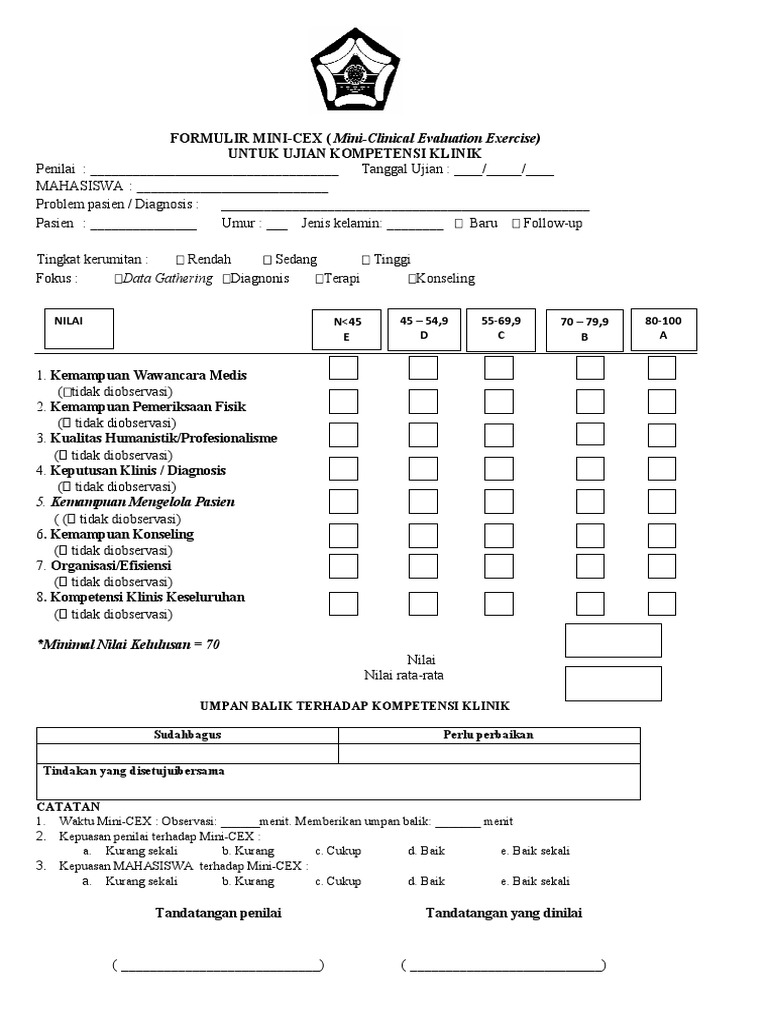 Lembar Penilaian MINI CEX | PDF