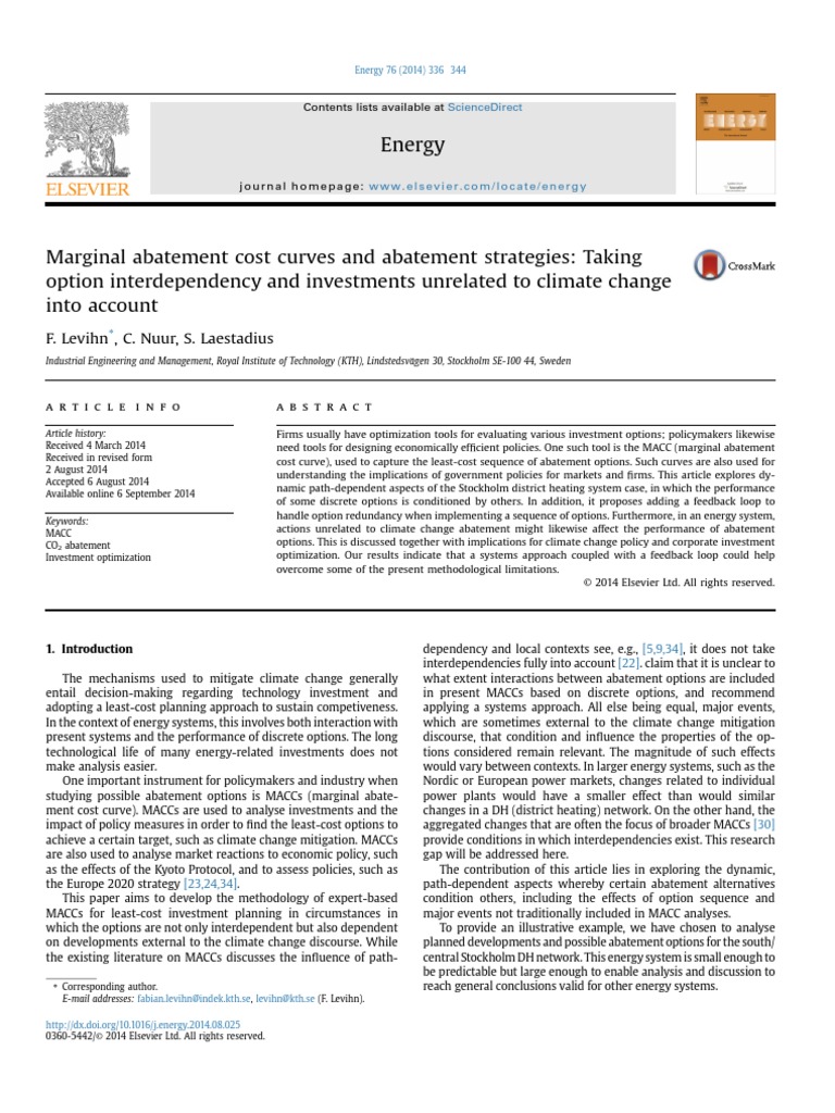 Marginal Abatement Cost Curves and Abatement Strategies - Taking Option ...